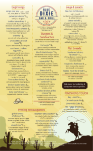 MENU FRONT - Blue Dixie Bar And Grill